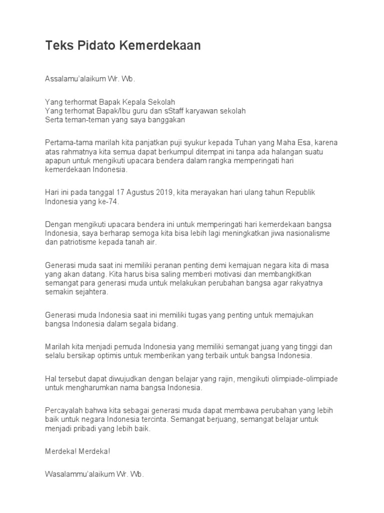 Teks Pidato Kemerdekaan | PDF