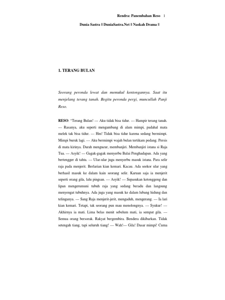 Panembahan Reso - WS Rendra | PDF | Dewasa Muda