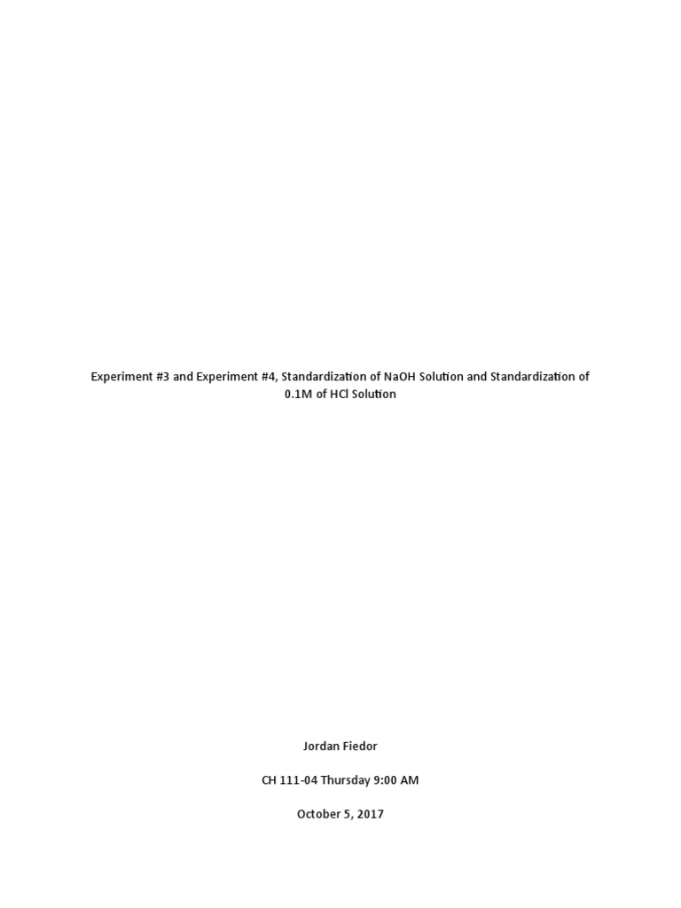 Experiment 233 and Experiment 234 2c Standardization of Naoh Solution ...