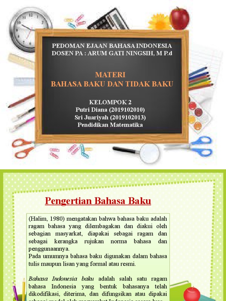 Presentation 2 (Bahsa Baku Dan Tidak Baku) | PDF
