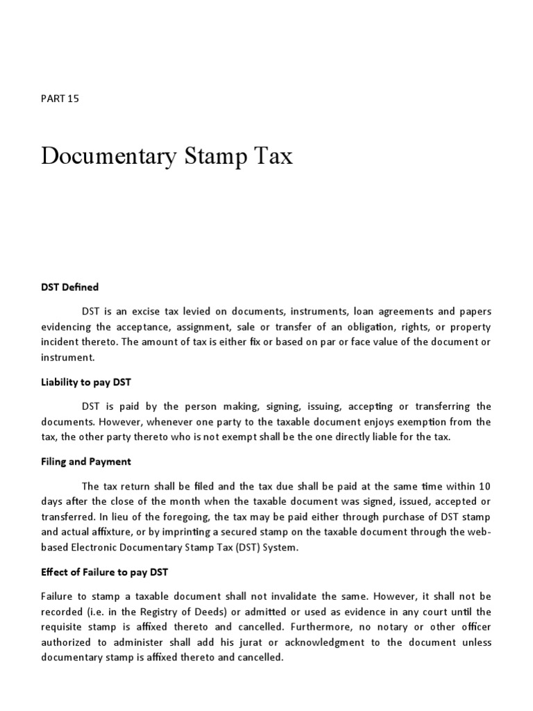 Documentary Stamp Tax: DST Defined | PDF | Loans | Debt
