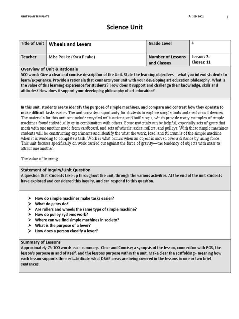 Science Unit-Wheels and Levers | PDF | Machines | Lever