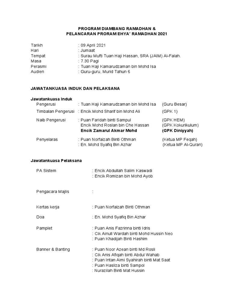 Pelancaran Program Ehya' Ramadhan 2021 | PDF