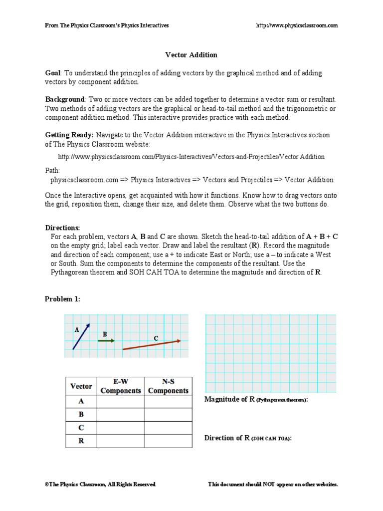 9 - 8-11 Vector Addition Handout | PDF | Euclidean Vector ...