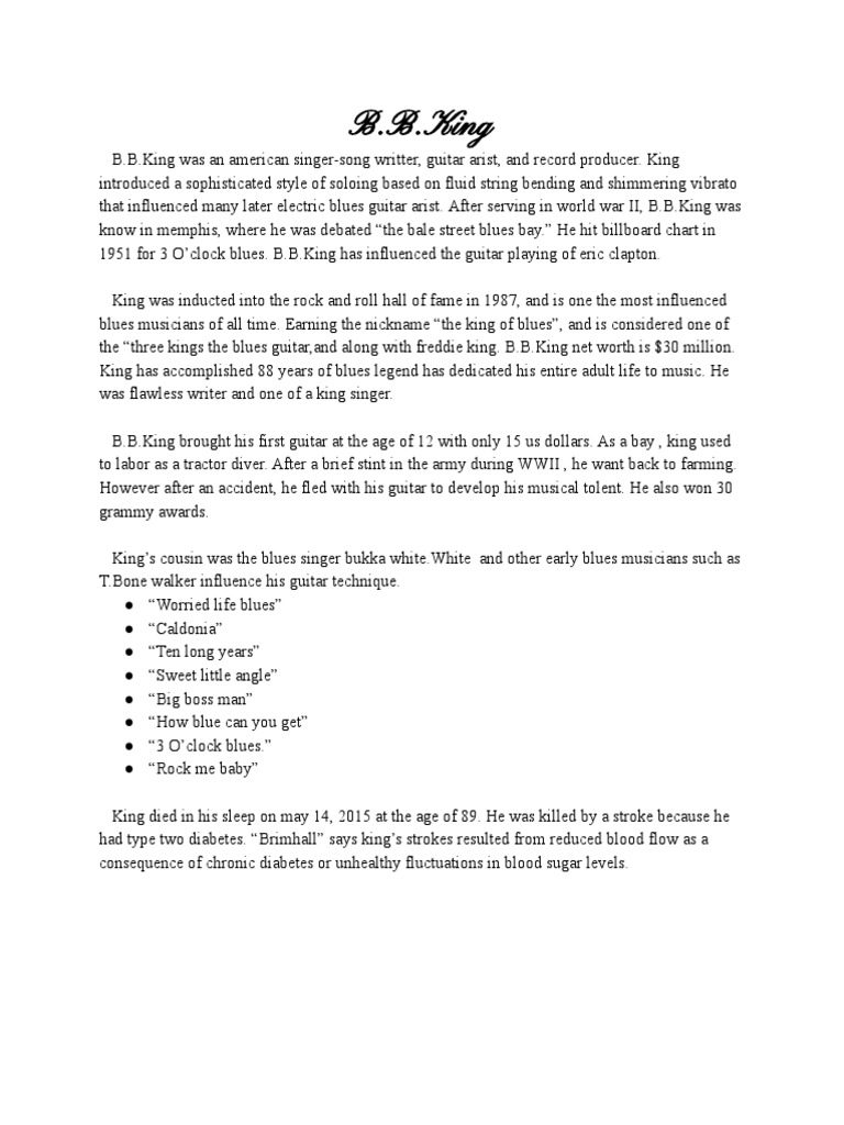 BB King | PDF | Travel