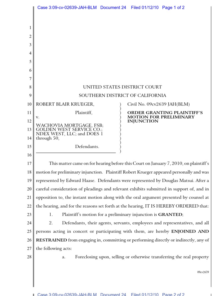 Preliminary Injunction Krueger | PDF | Lawsuit | Government