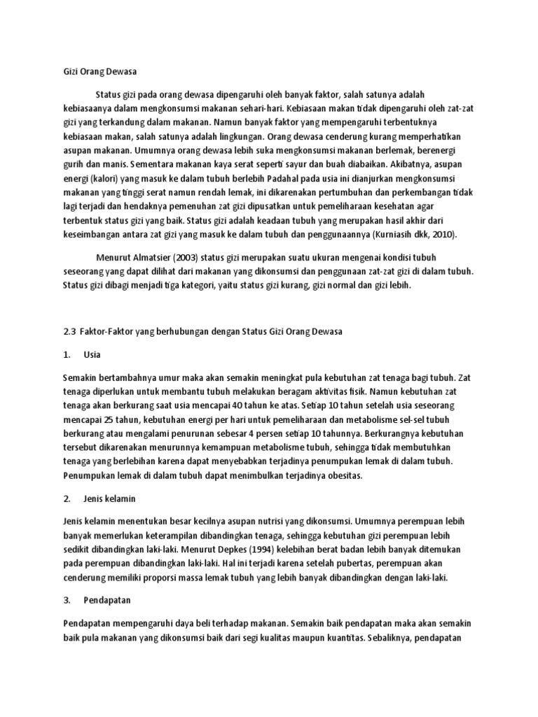 Gizi Orang Dewasa Dina | PDF