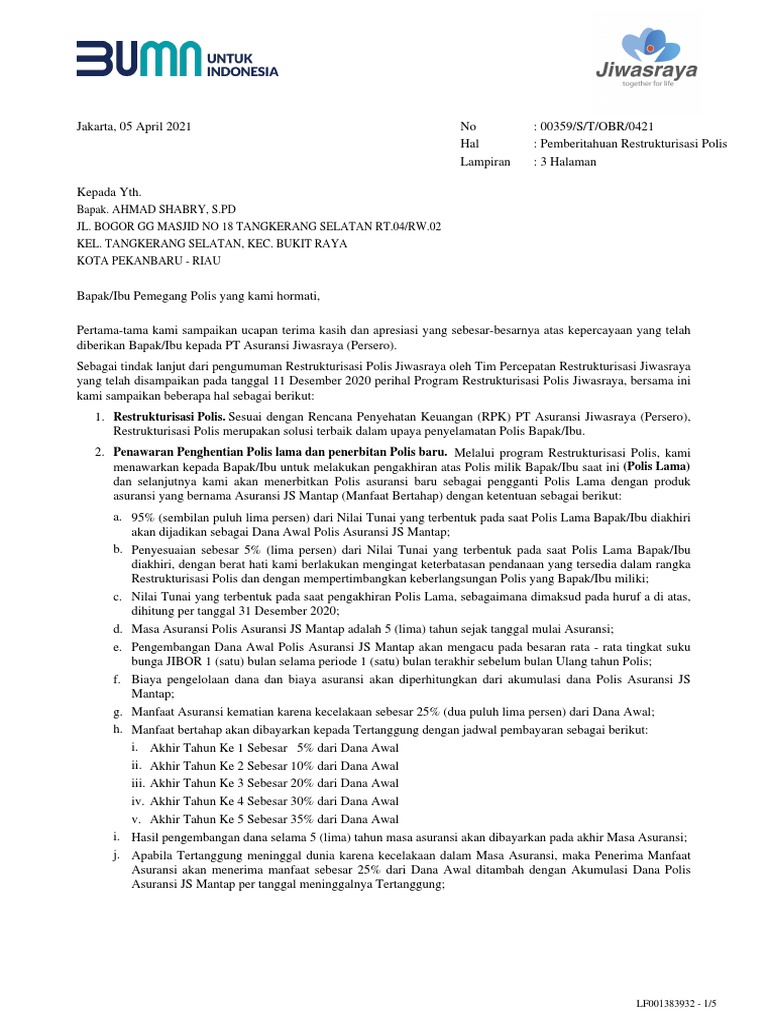 AHMAD Restru - PHP Jiwaseraya | PDF