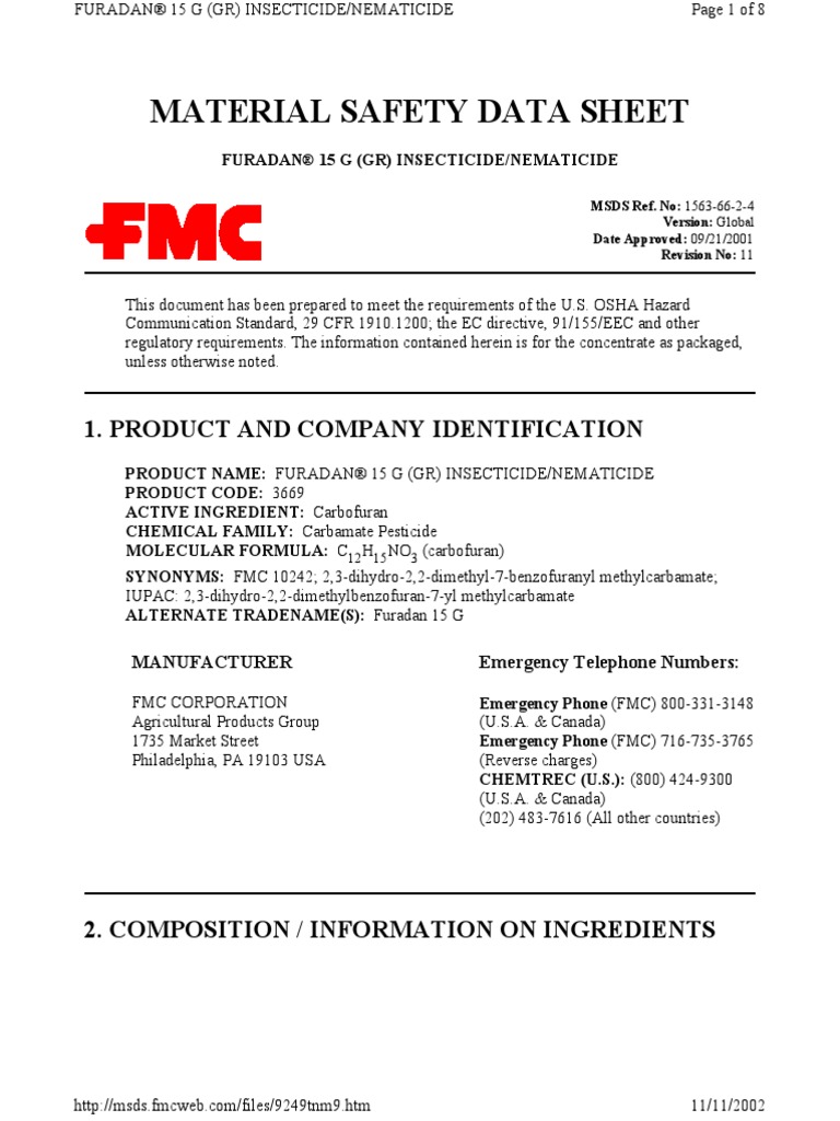 Material Safety Data Sheet: 1. Product and Company Identification | PDF | Superfund | Toxicity