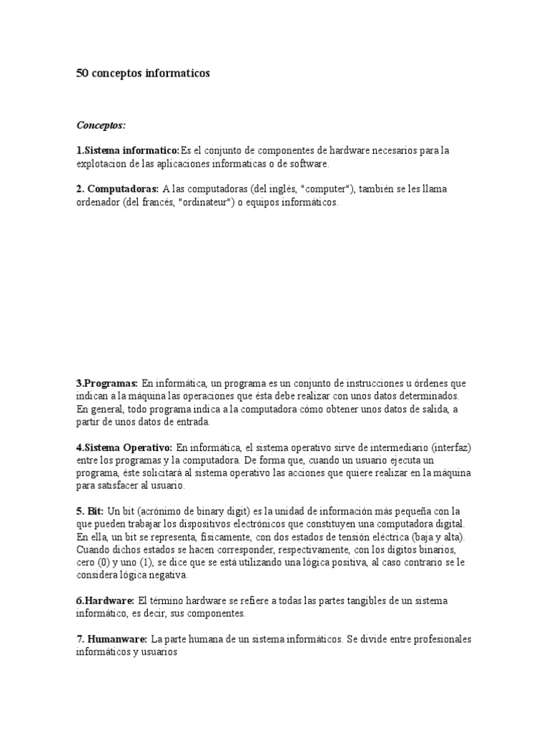 50 Conceptos Básicos de Informática | PDF | Circuito integrado ...