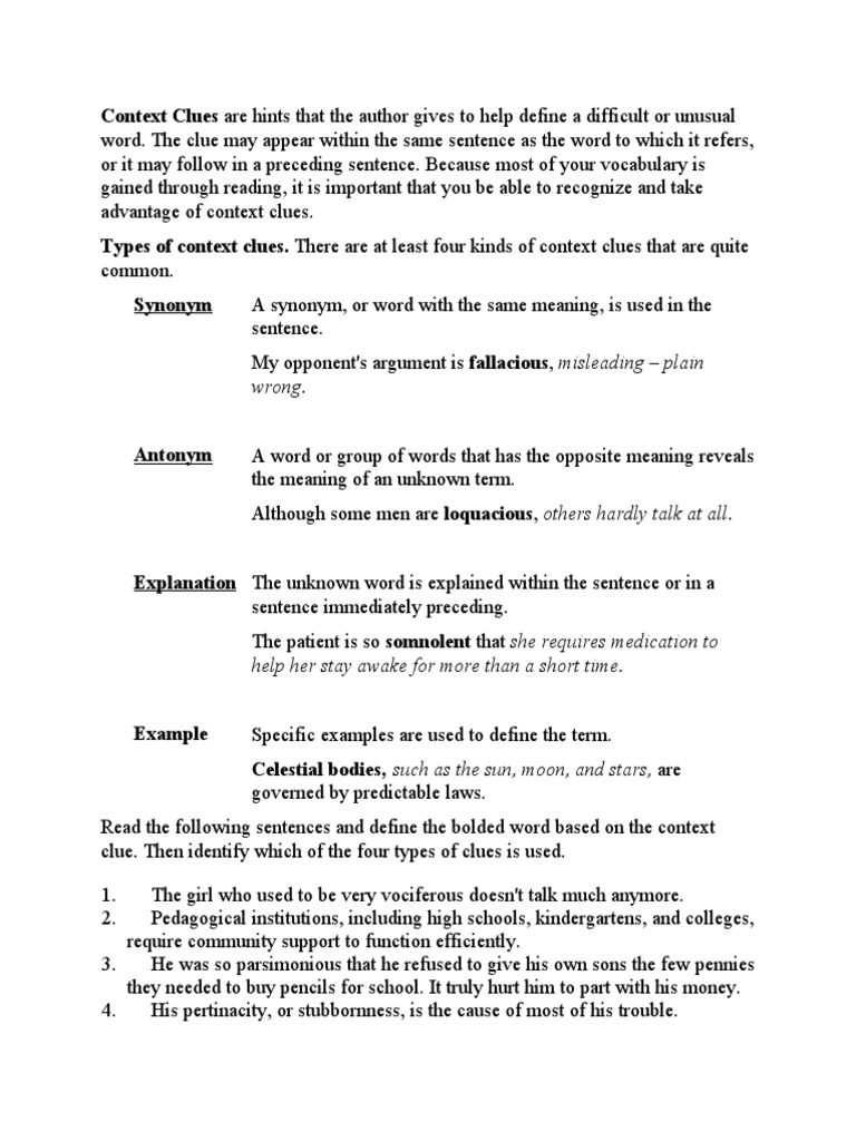 Context Clues | PDF | Cognition