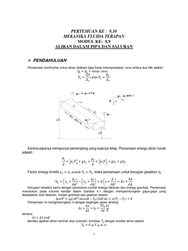 Mekanika Fluida: Aliran Pipa | PDF