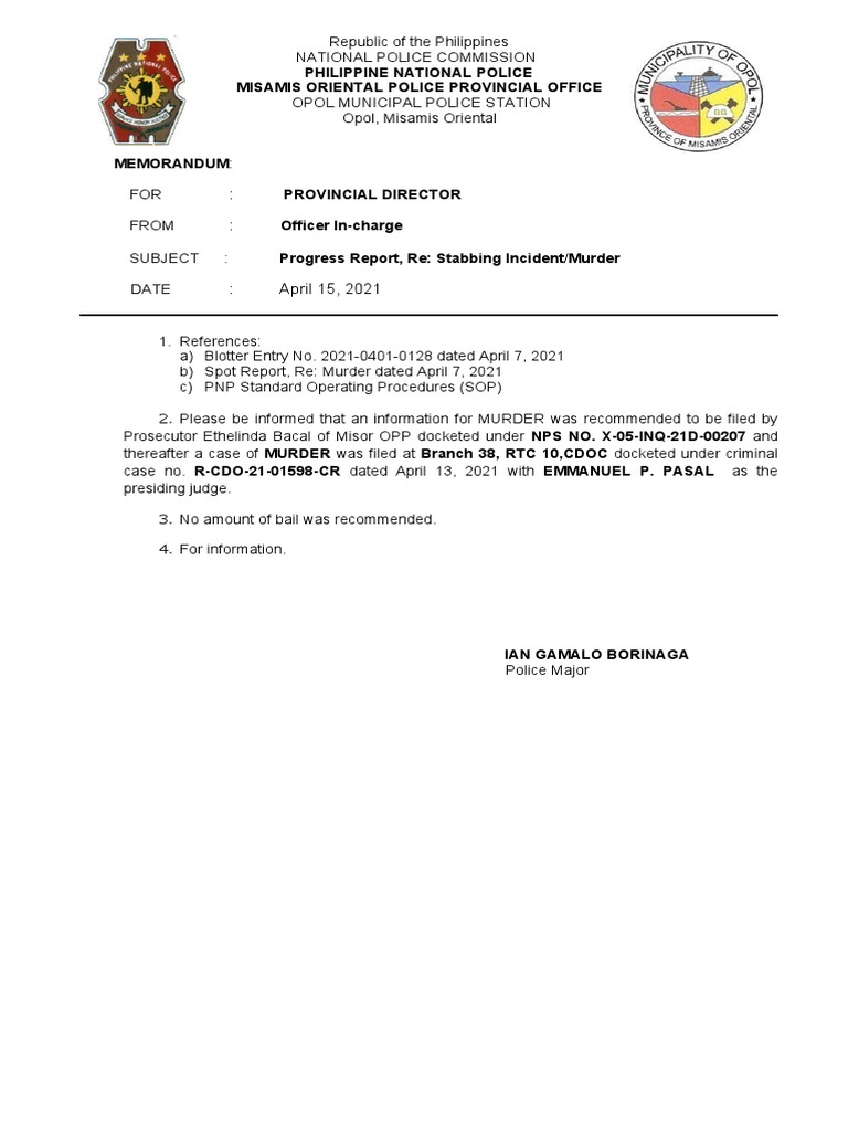 Progress Report - Murder | PDF | Law