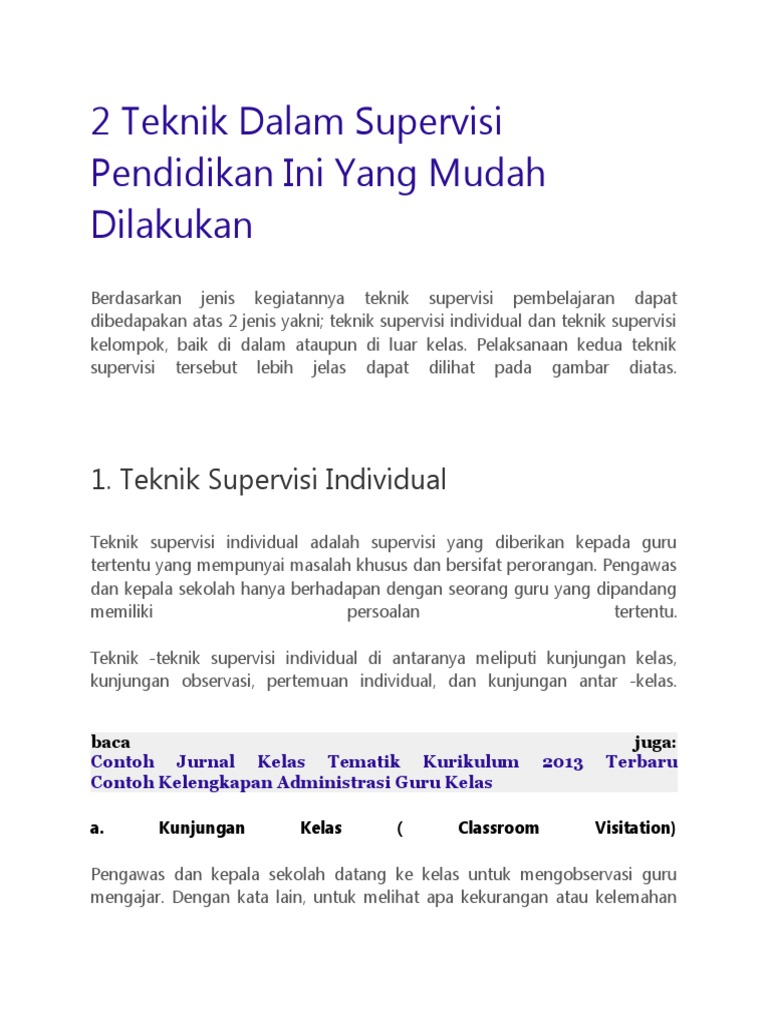 2 Teknik Dalam Supervisi Pendidikan Ini Yang Mudah Dilakukan | PDF