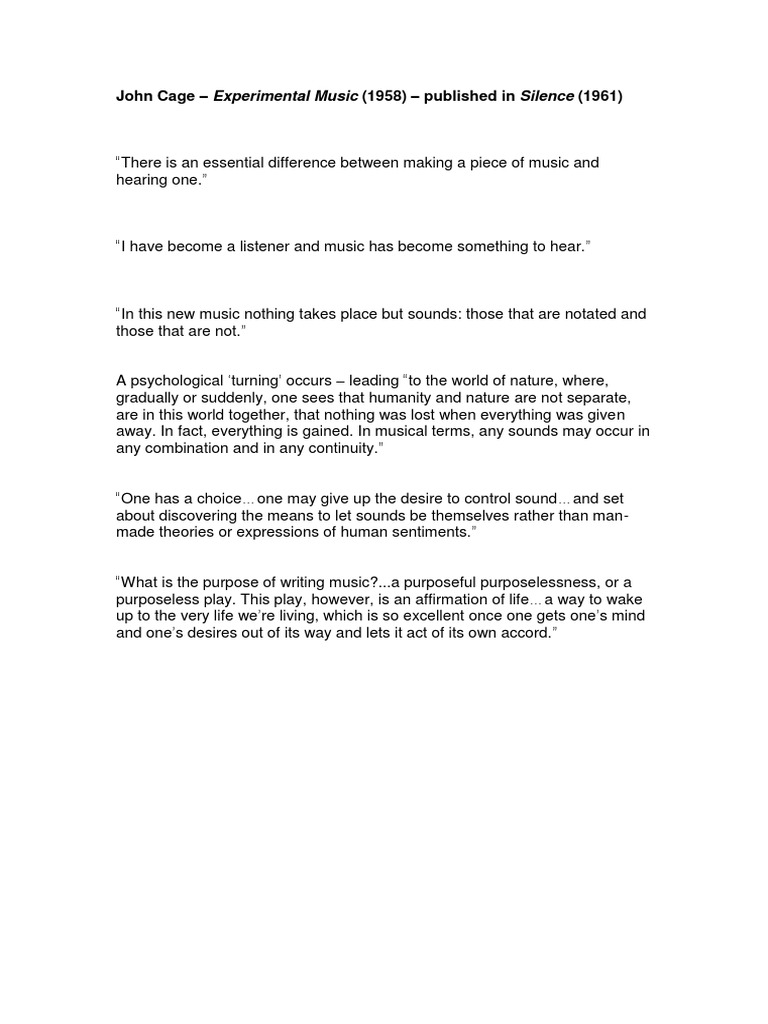 John Cage - Experimental Music | PDF