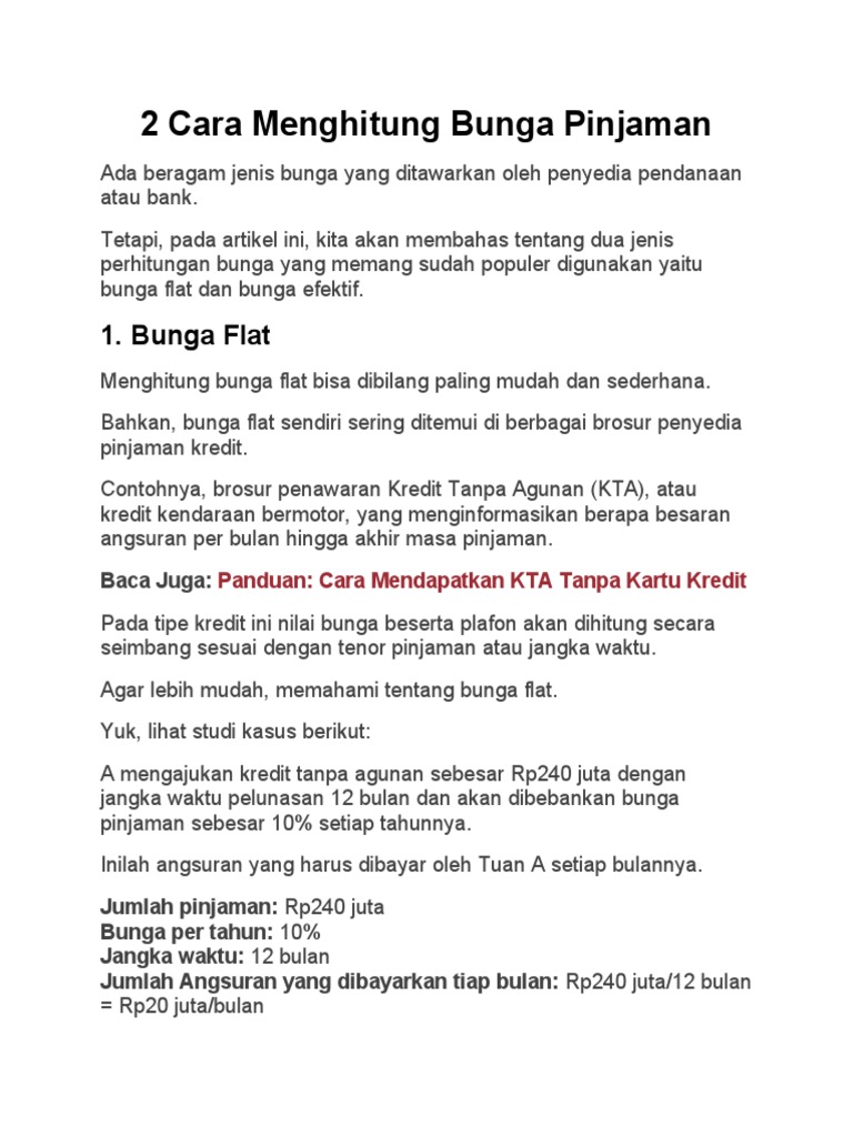 2 Cara Menghitung Bunga Pinjaman | PDF