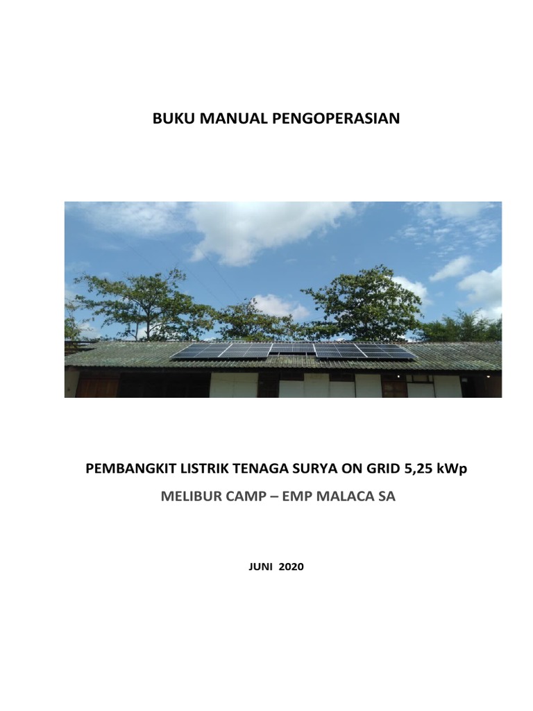 Buku Manual Pengoperasian PLTS On-Grid 5,25 KWP EMP Melibur Camp | PDF