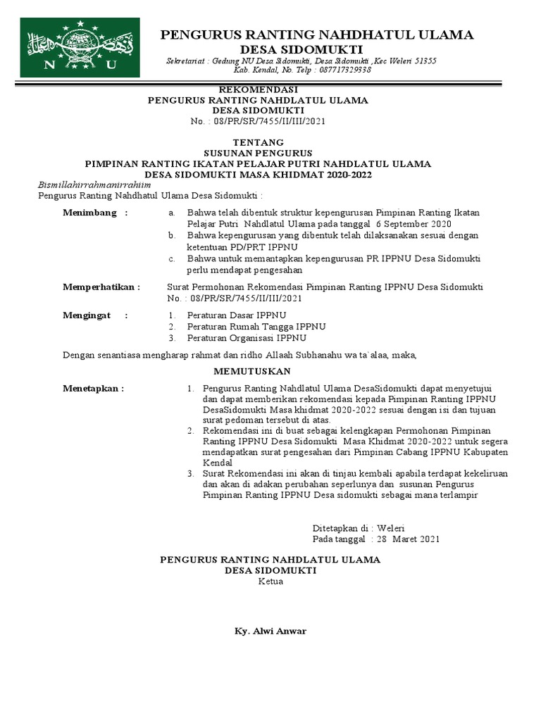Ippnu Rekomendasi Ranting Nu | PDF