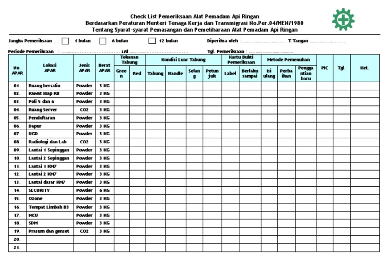 Dokumen Checklist Apar | PDF