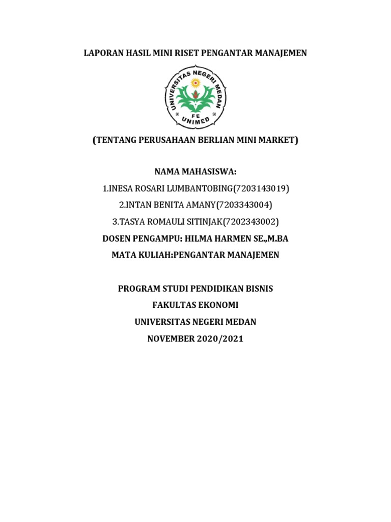 Laporan Hasil Mini Riset Pengantar Manajemen Kel 2 | PDF