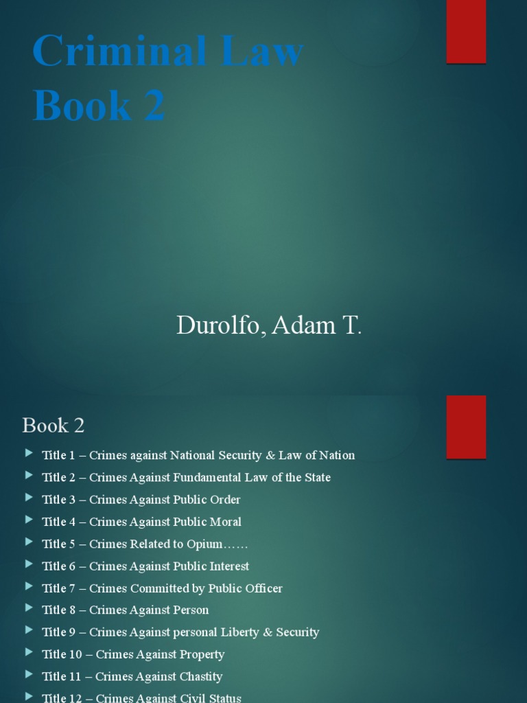Criminal Law Book 2 | PDF | Perjury | Forgery