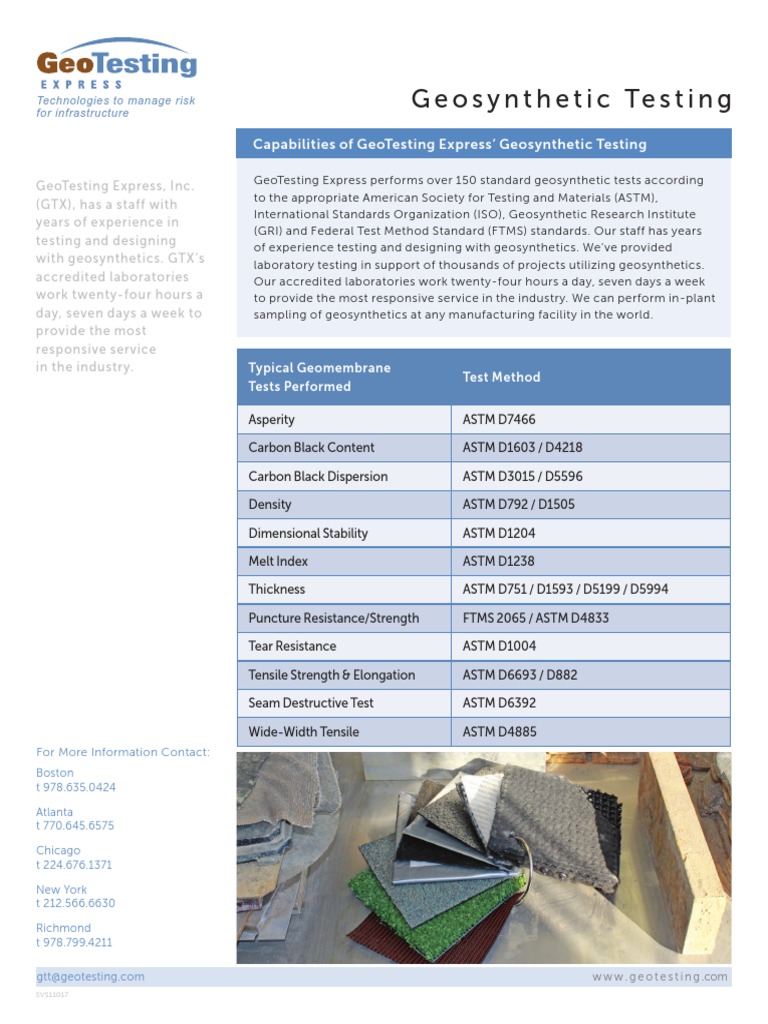 Capabilities of Geotesting Express' Geosynthetic Testing | PDF ...