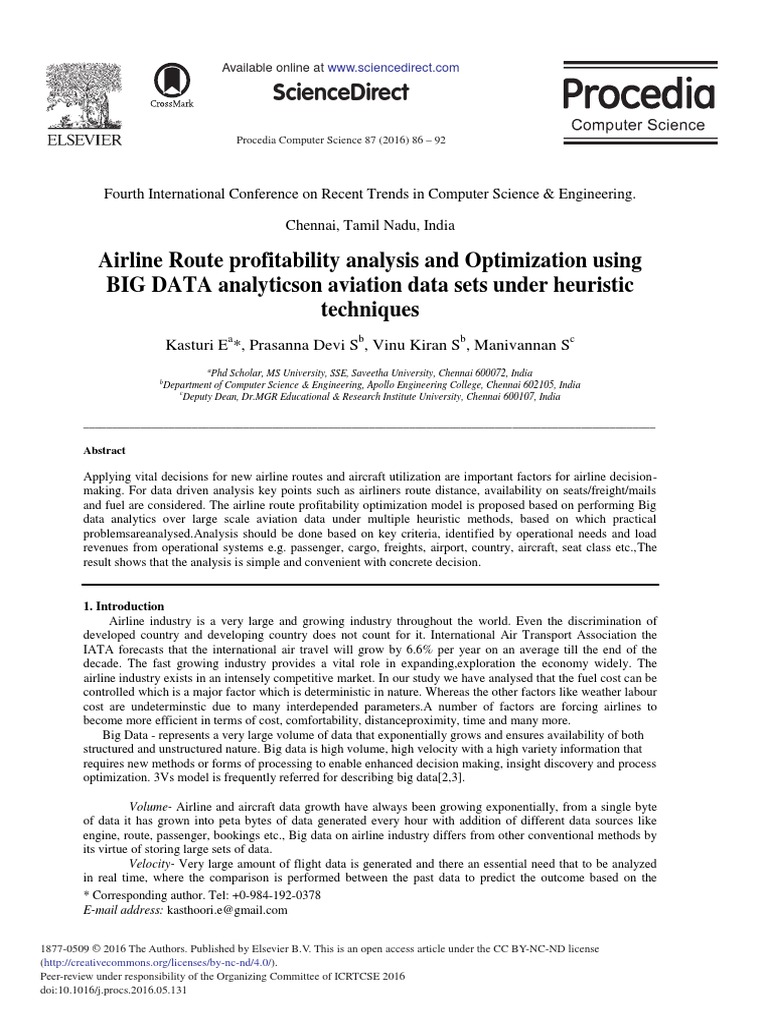 Airline Route Profitability Analysis and Optimization Using Big Data ...
