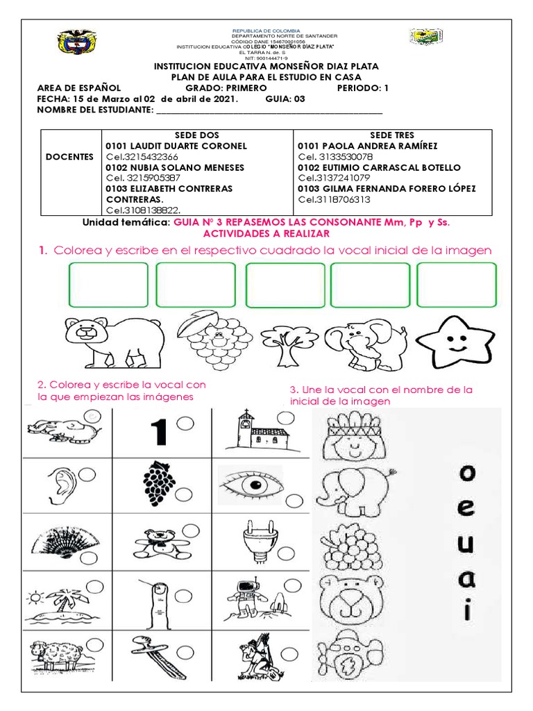 3.guia, Grado Primero | PDF