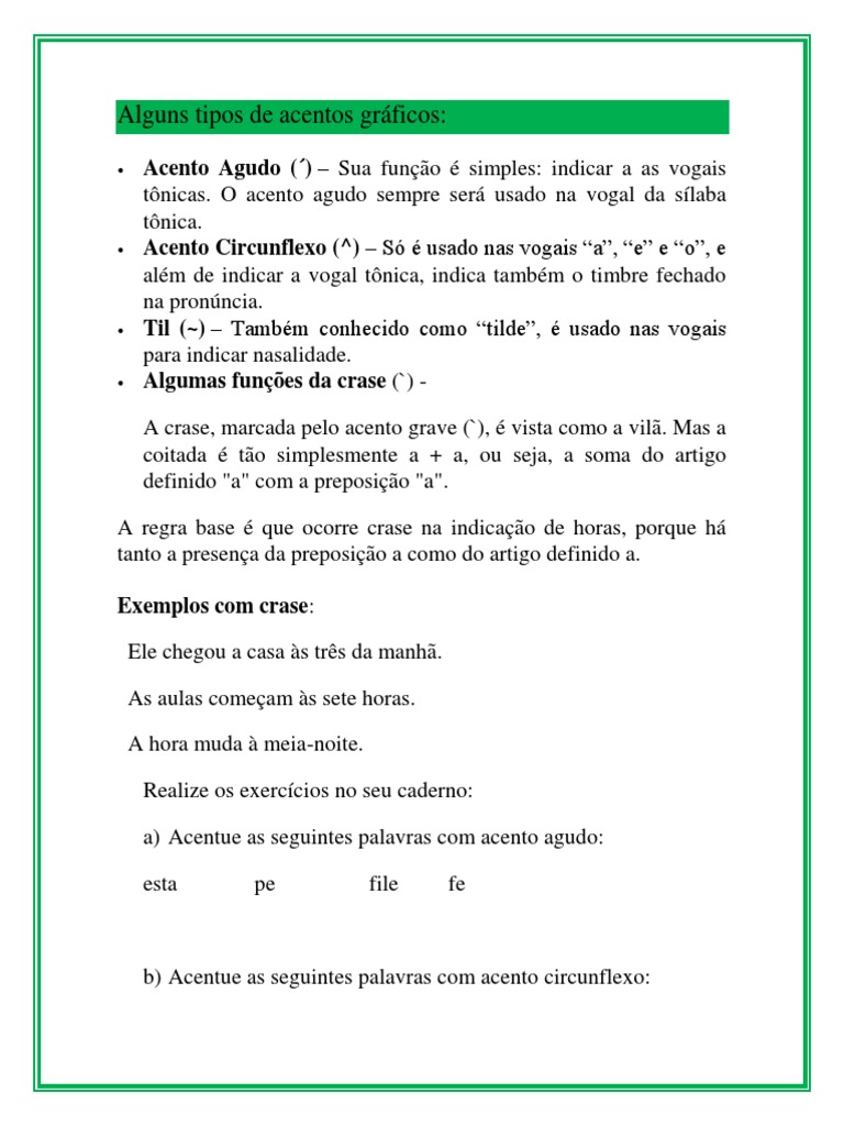 Tipos de Acentos Gráficos em Português | PDF