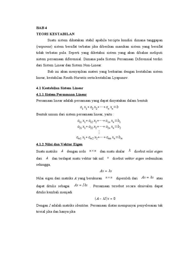 Bab 4. Teori Kestabilan | PDF