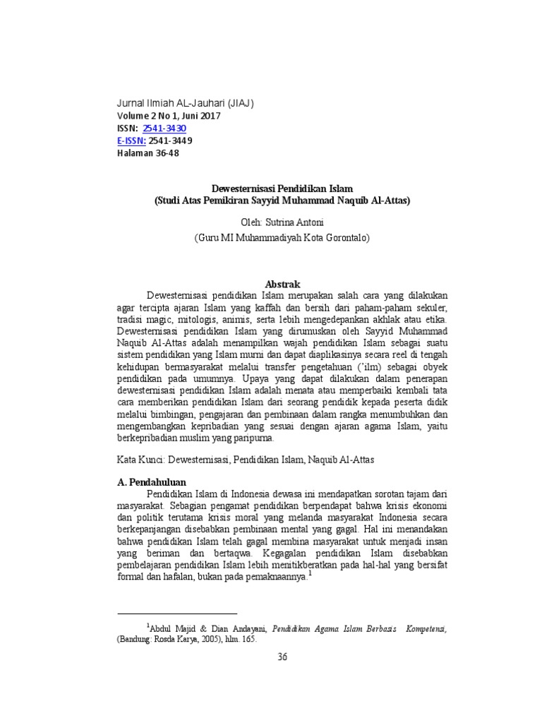 10 Dewesternisasi Pendidikan Islam, Studi Atas Pemikiran Sayyid Muhammad Naquib Al-Attas | PDF