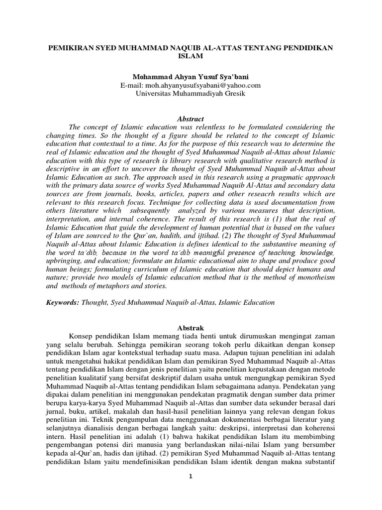 10 Pemikiran Syed Muhammad Naquib Al-Attas Tentang Pendidikan Islam | PDF | Abrahamic Religions ...