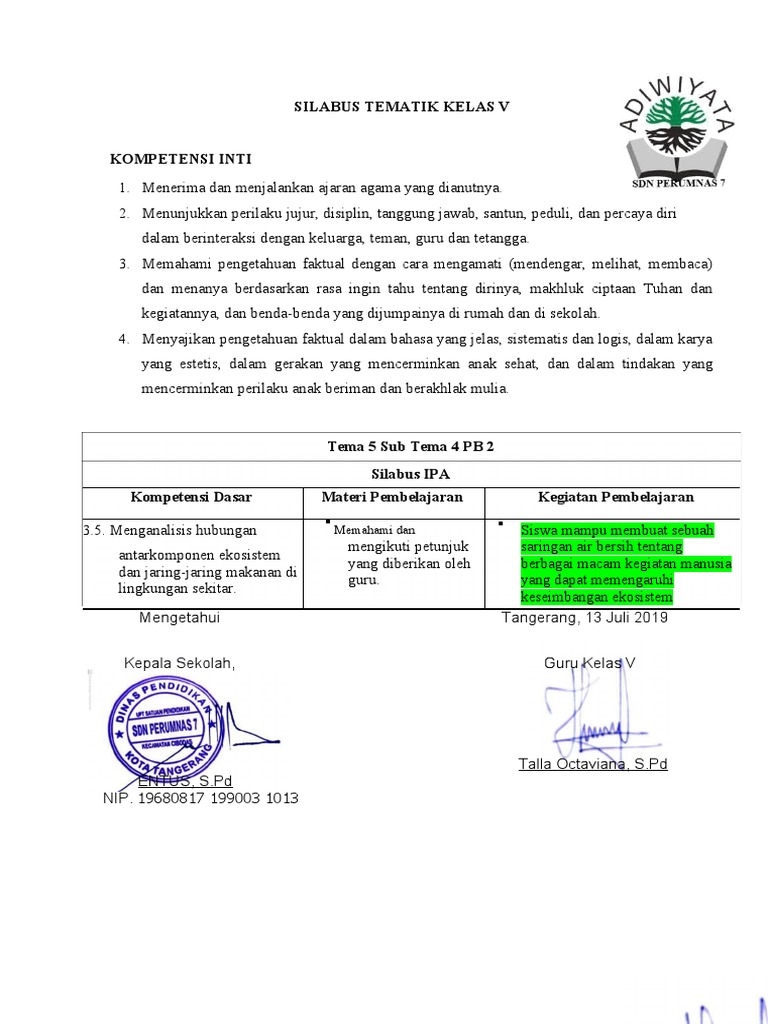 RPP Kelas 5 Konservasi Air | PDF