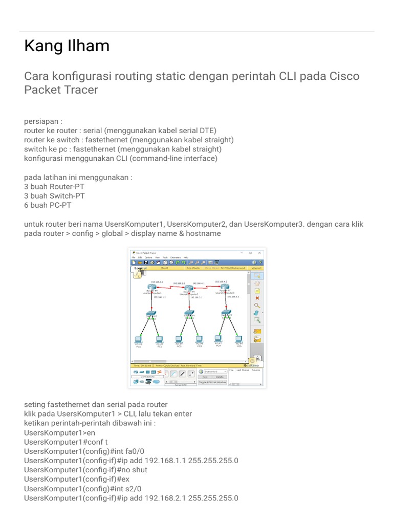 Konfigurasi Routing Static Cisco | PDF | Komputer