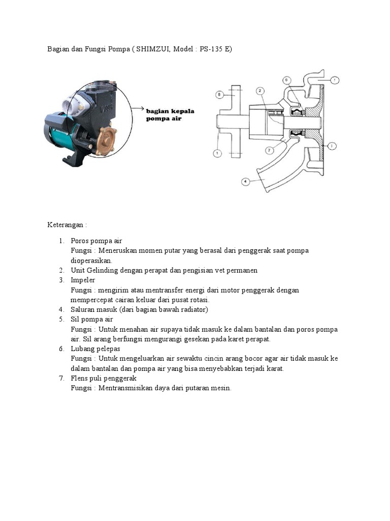 Bagian Dan Fungsi Pompa Air | PDF