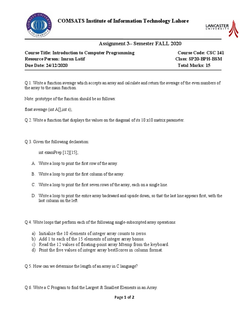 Analyzing Arrays Strings And Structures An Assignment On Common C Programming Topics Pdf
