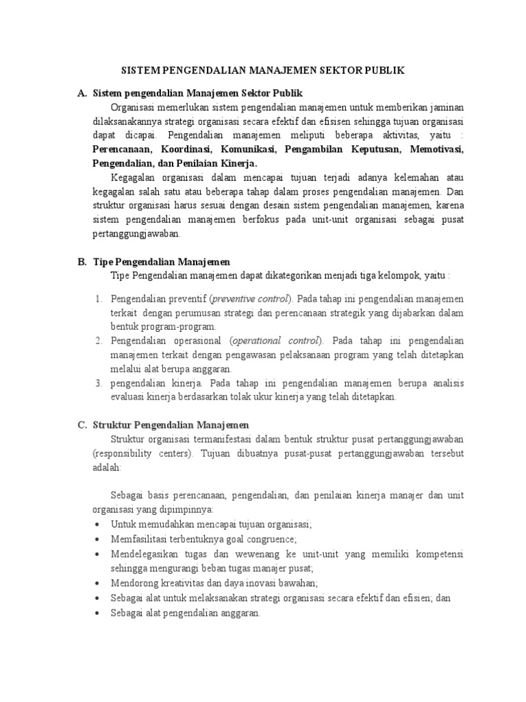RMK ASP Bab 3 Sistem Pengendalian Manajemen Sektor Publik | PDF