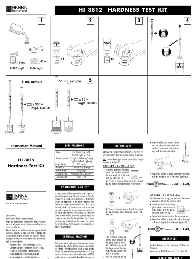 Hi 3812 Hardness Test Kit | PDF | Ethylenediaminetetraacetic Acid ...