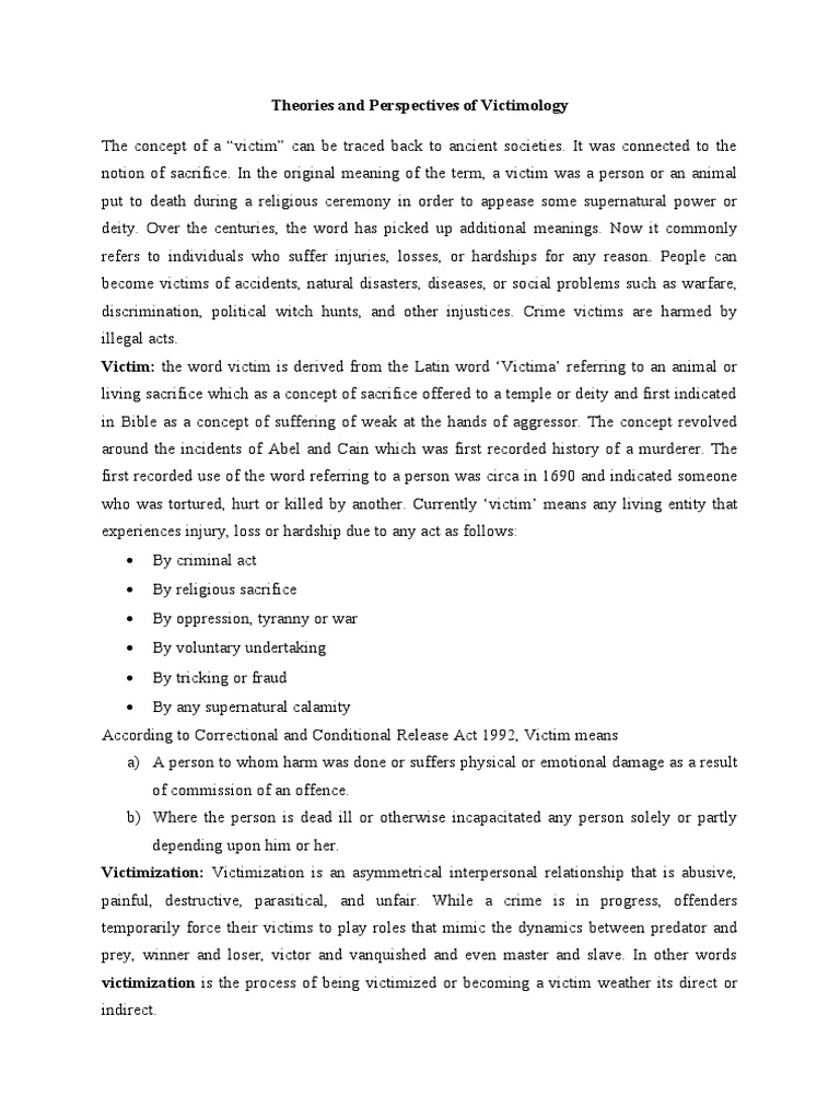 Theories and Perspectives of Victimology | PDF | Victimology | Criminology