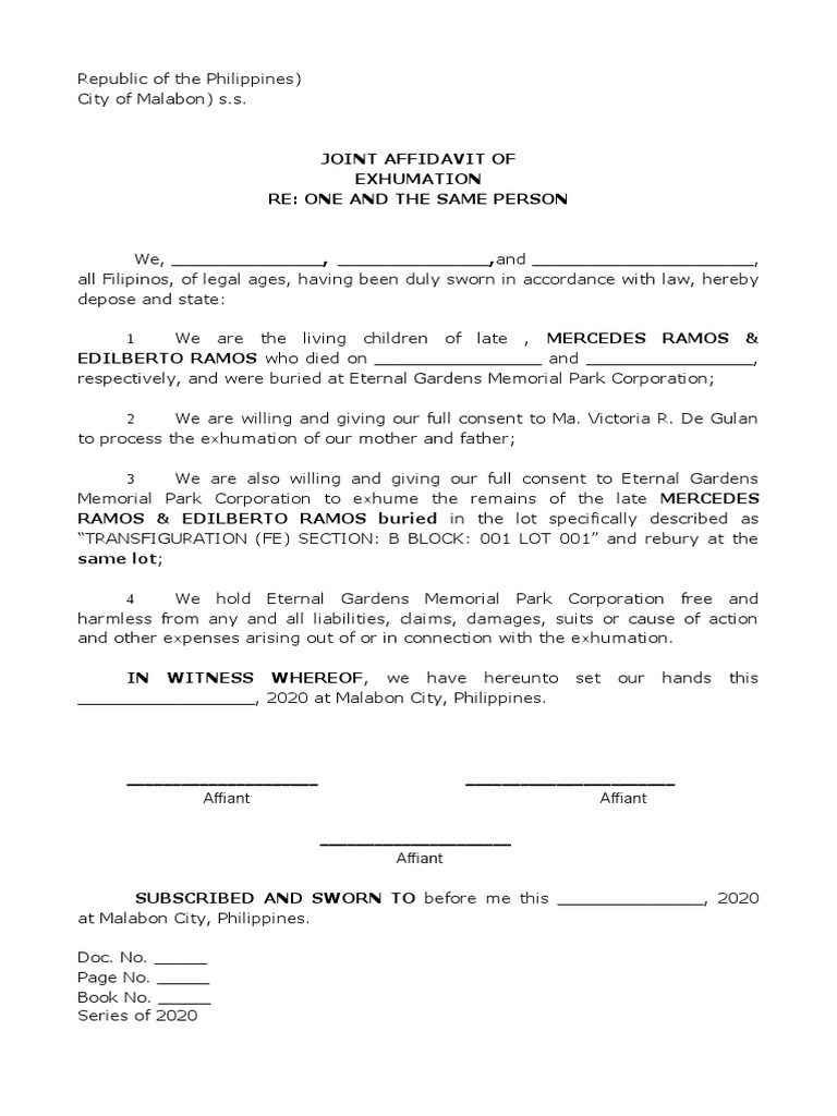 Affidavit of Exhumation | PDF