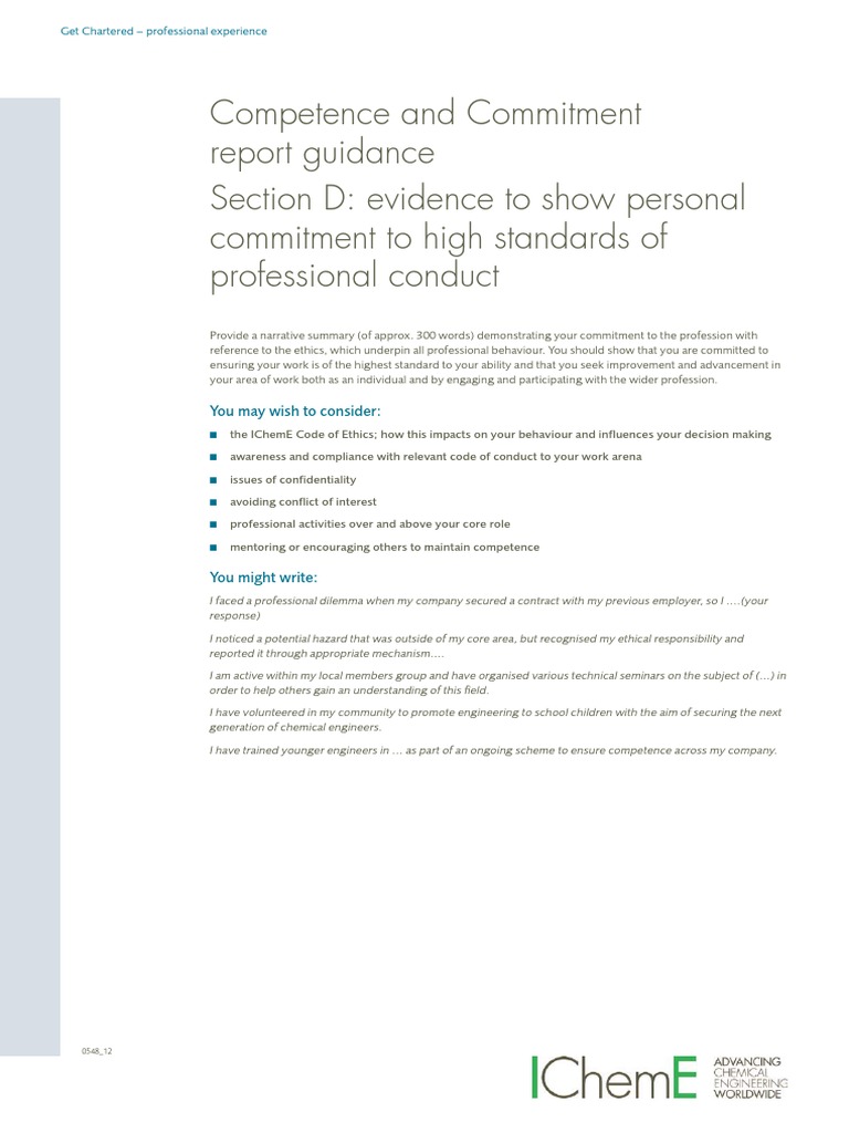 Section D - Competence Commitment and Sample Answers | PDF | Chemical ...