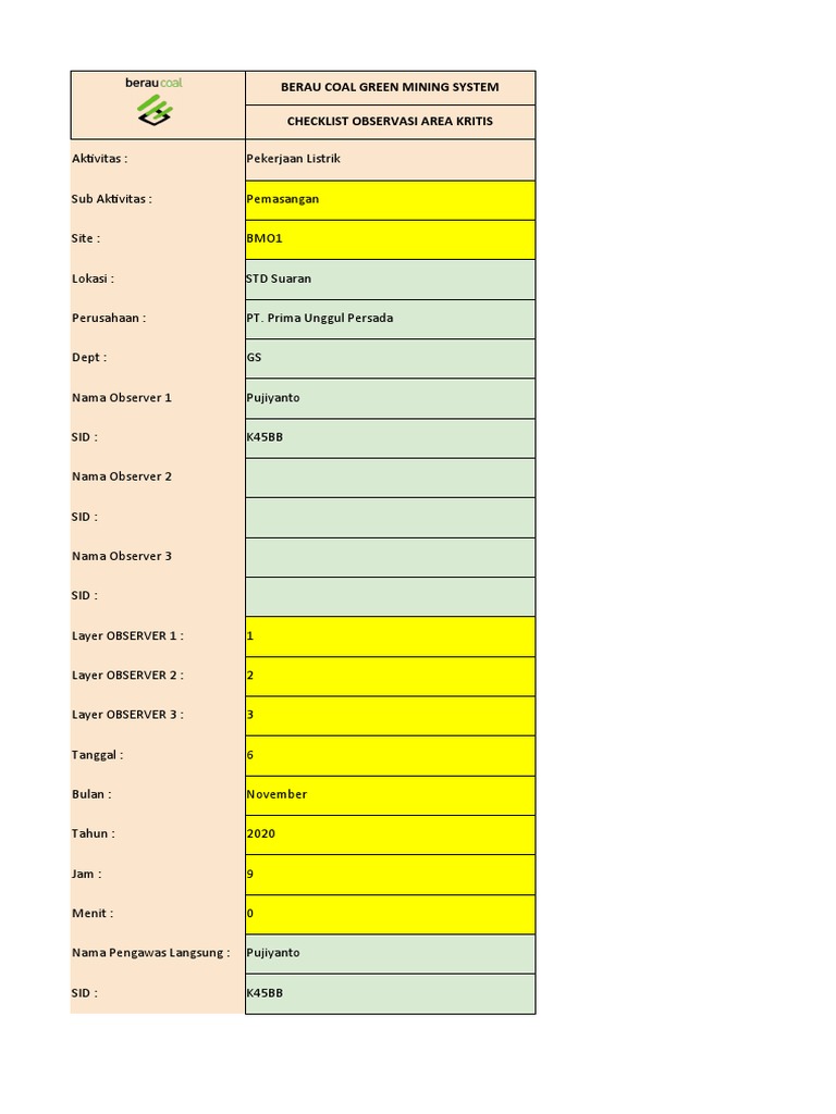 Checklist Pekerjaan Listrik 06.11.2020 | PDF