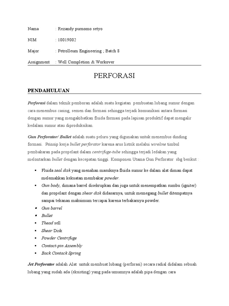 Perforasi - Well Completion | PDF | Sains & Matematika