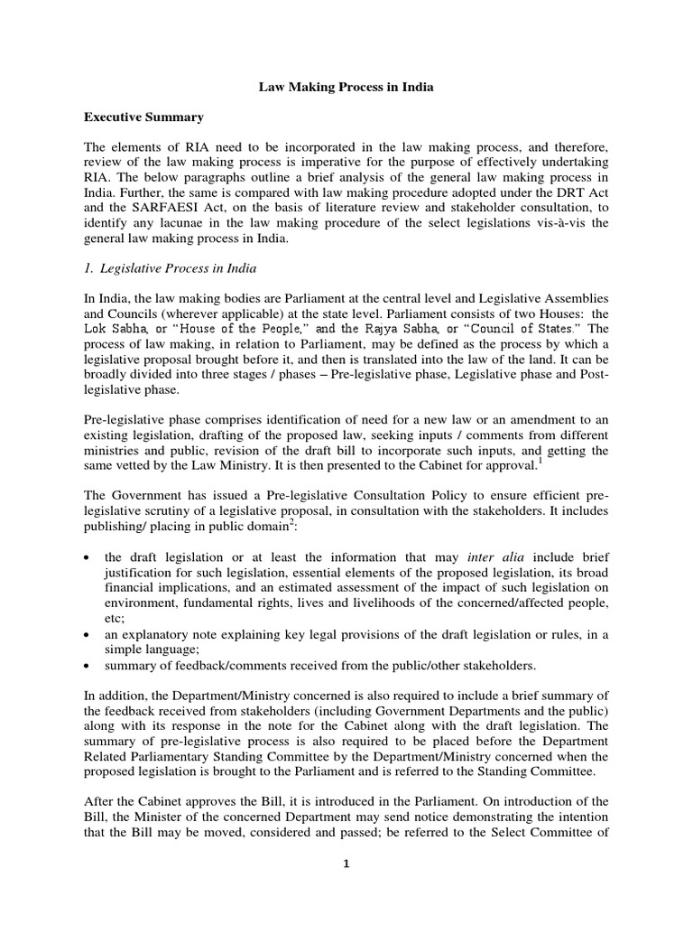 Lawmaking Process and Challenges in India | PDF | Bill (Law) | Committee