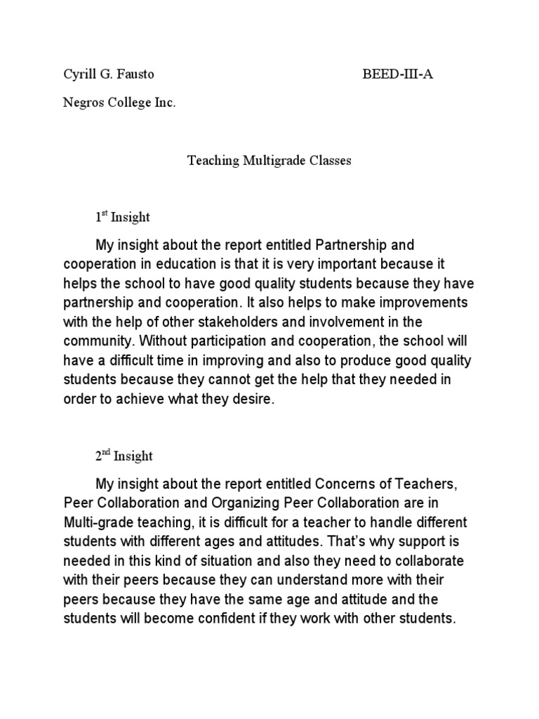 Multigrade Teaching Insights | PDF | Educational Psychology | Learning