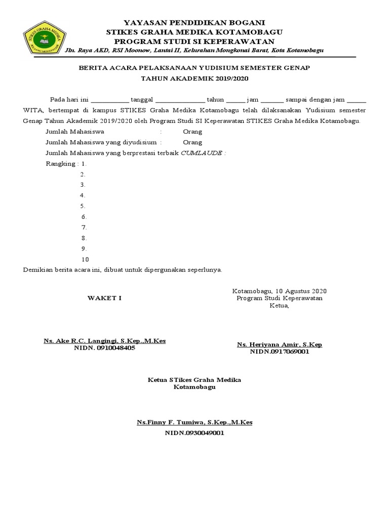 Berita Acara Yudisium KEP | PDF