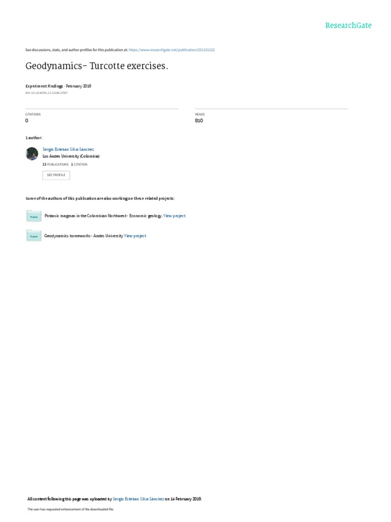 Geodynamics-Turcotte Exercises.: February 2019 | PDF | Acceleration ...