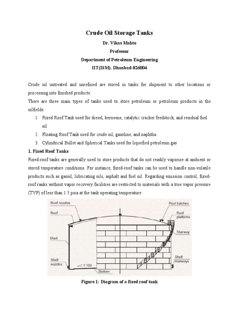 Crude Oil Storage Tanks | PDF | Liquefied Petroleum Gas | Roof