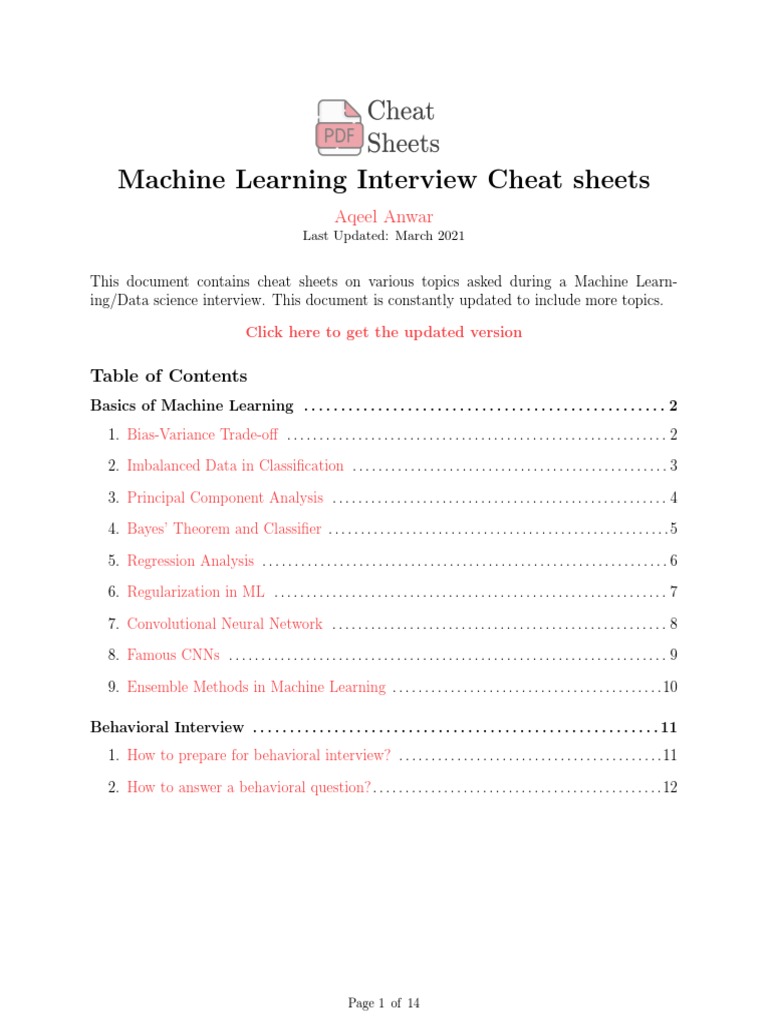Machine Learning Interview | PDF | Principal Component Analysis | Mean Squared Error