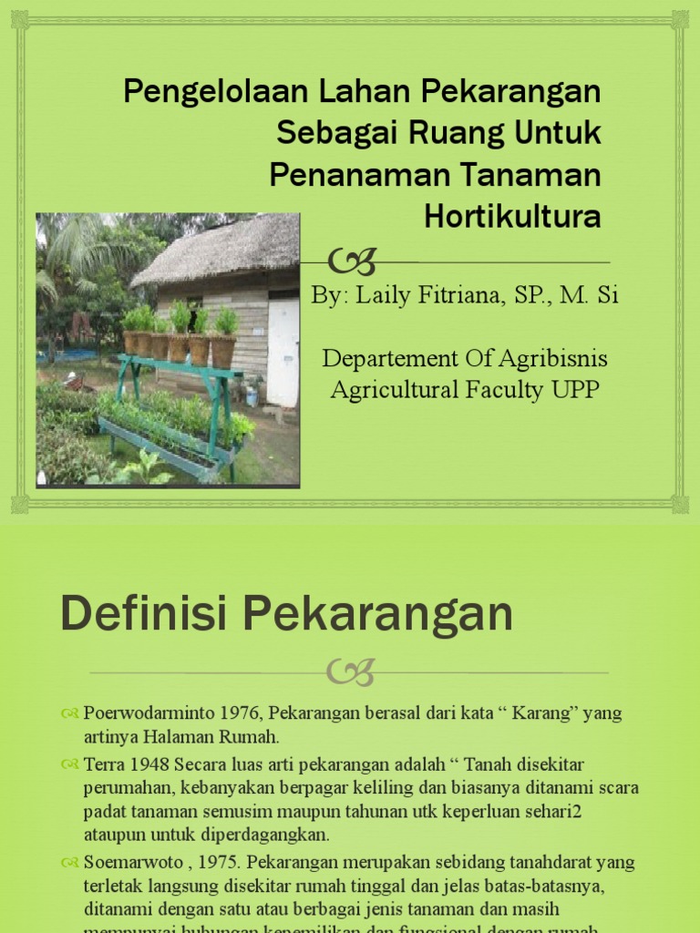 Pengelolaan Lahan Pekarangan Sebagai Ruang Untuk Penanaman Tanaman | PDF